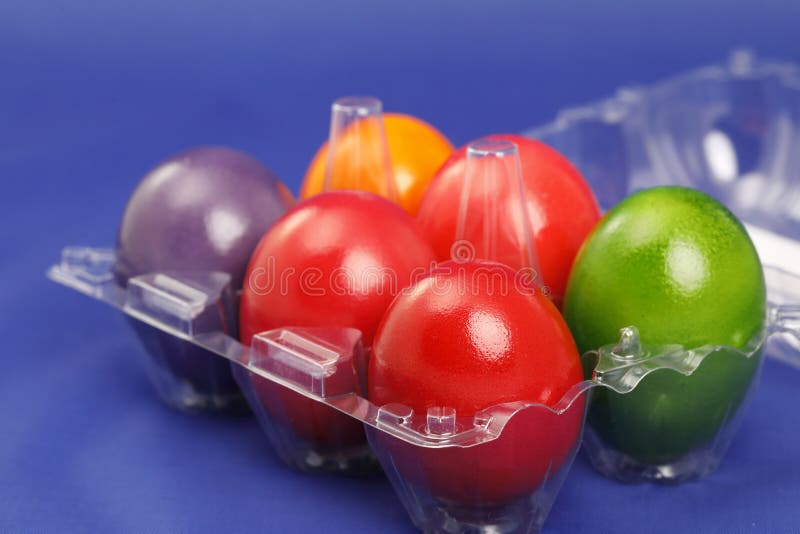 Coloured and Boiled Easter Eggs As Commodity in Plastic Packaging Stock ...