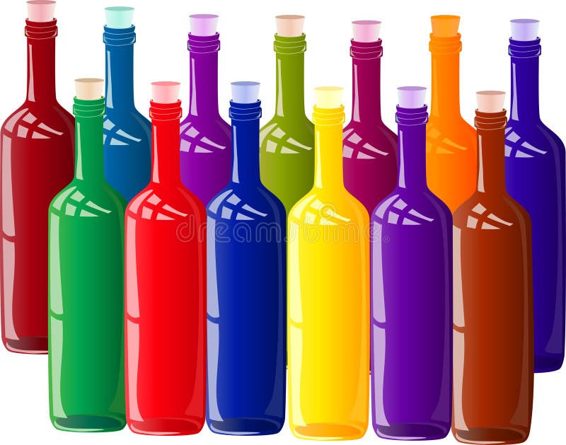Coloured bottles stock vector. Illustration of cartoon - 81458458