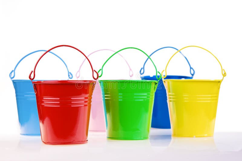 Coloured buckets stock photo. Image of bucket, coloured - 8343576