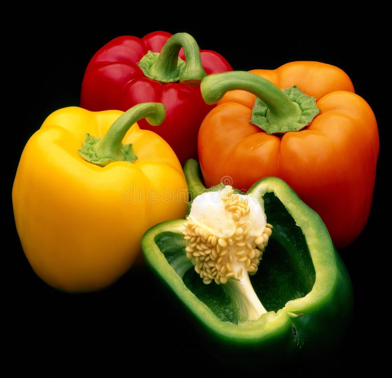 Coloured Capsicum peppers stock image. Image of slice - 23017283