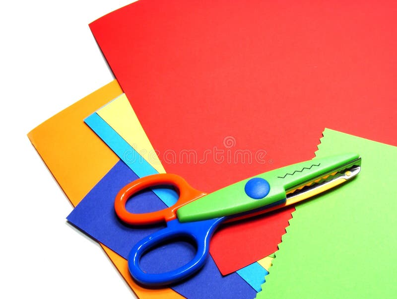 Coloured Card & Scissors Stock Image - Image of plastic, blue: 17617861