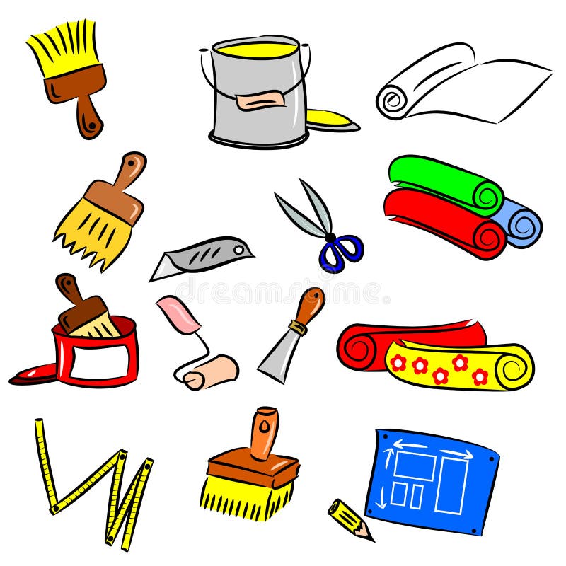 Coloured cartoon DIY tools stock vector. Illustration of drawing - 27252160