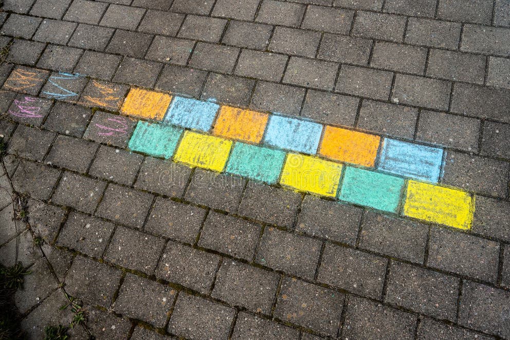 Coloured Chalk Multi Colored Floor Bricks.. Stock Photo - Image of ...