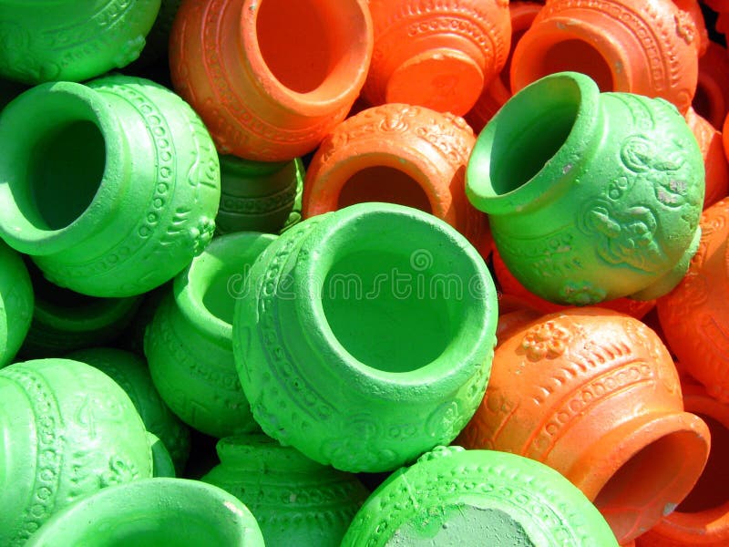Coloured Clay Pots stock image. Image of pots, colour - 13549461