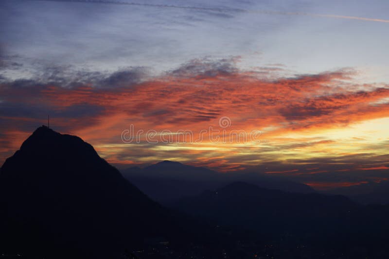 Coloured clouds on sunset stock photo. Image of dramatic - 138037394