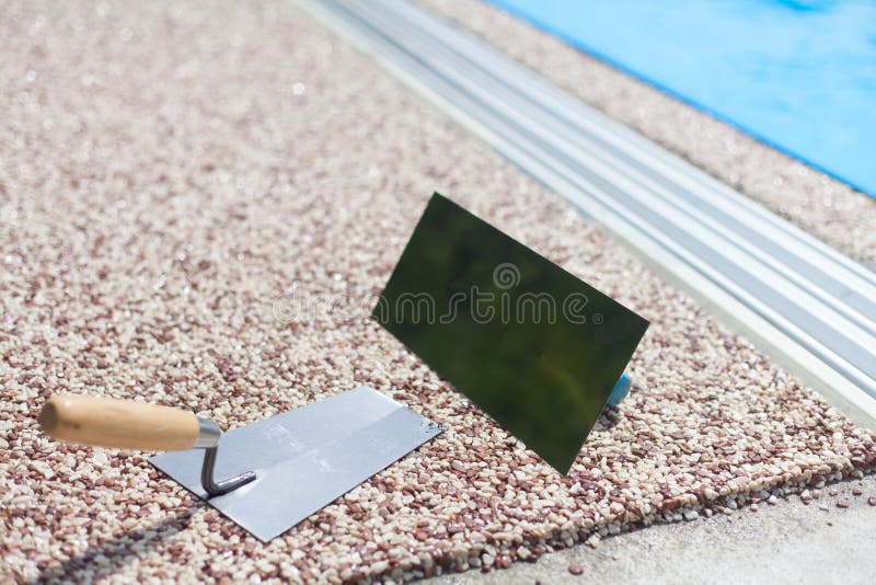 Coloured Concrete Around Pool Stock Photo - Image of pattern, crushed ...