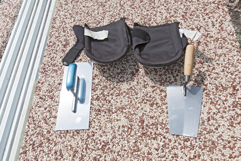 Coloured Concrete Around Pool Stock Image - Image of gray, marble ...