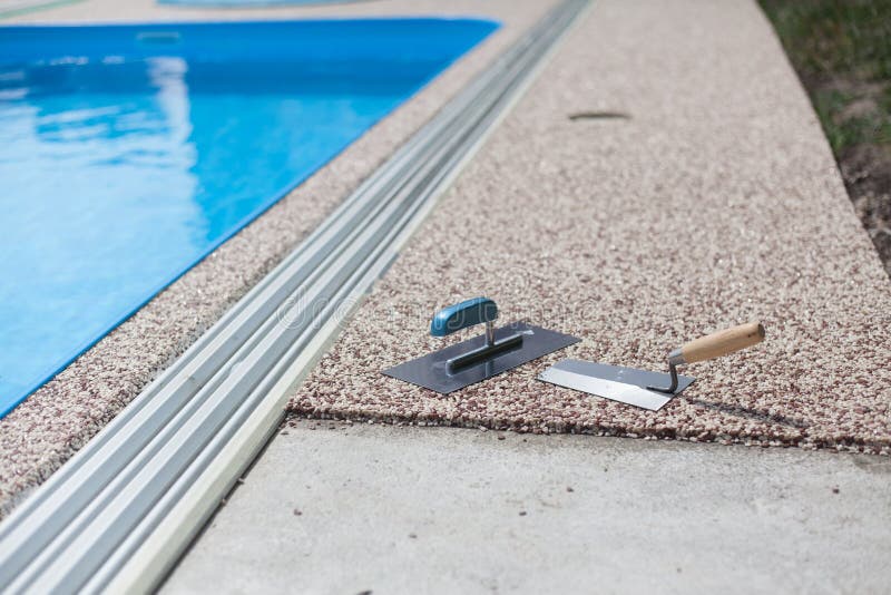 Coloured Concrete Around Pool Stock Image - Image of element, backdrop ...