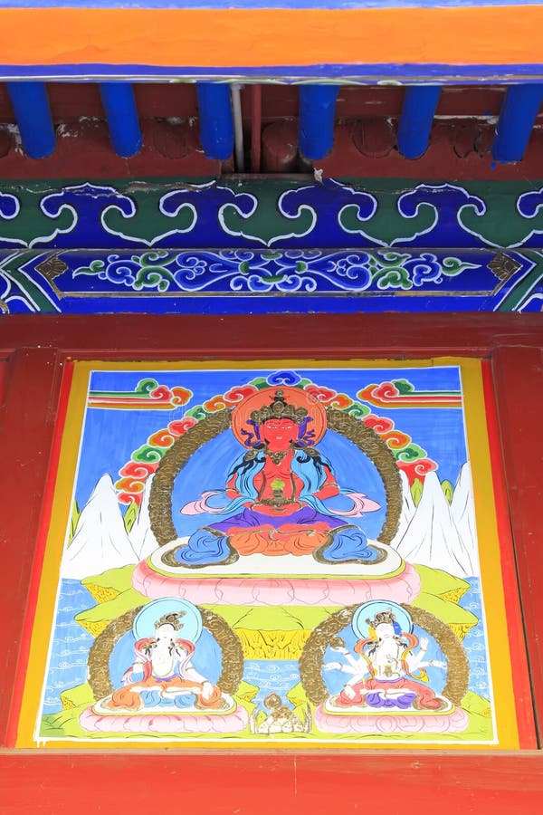 Coloured Drawing or Pattern in the Temple Stock Photo - Image of ...