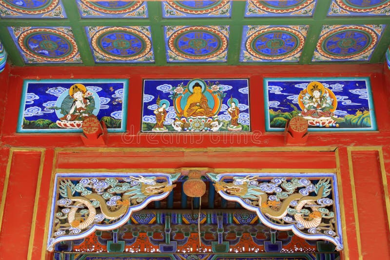 Coloured Drawing or Pattern in the Temple Stock Image - Image of ...