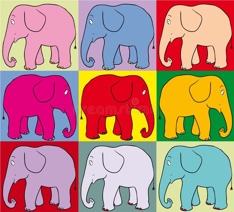 Coloured elephants stock vector. Illustration of stylised - 37808486