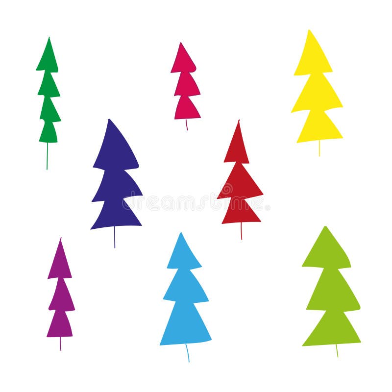 Coloured fir-trees stock illustration. Illustration of bright - 47430778