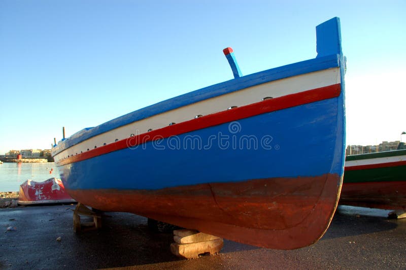 A coloured fishing boat stock image. Image of mediterranean - 574211