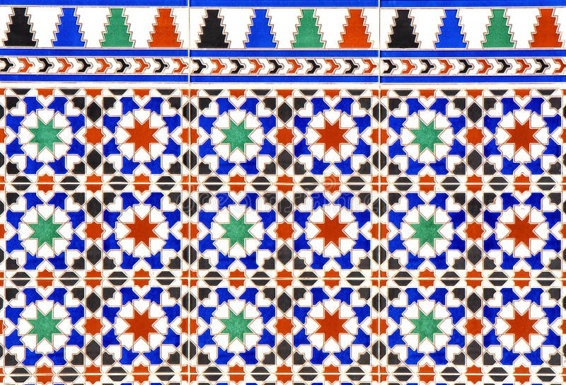 Coloured and Geometrical Spanish Wall Tile Design. Stock Photo - Image ...