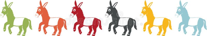Coloured donkey icons stock vector. Illustration of pictogram - 258433705