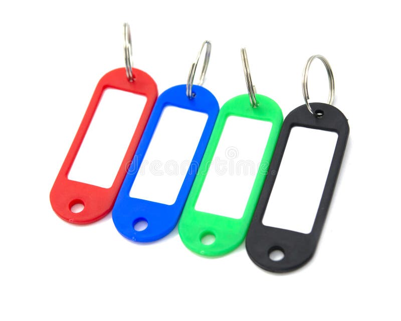 Coloured Key Tags Over a White Background Stock Photo - Image of ...