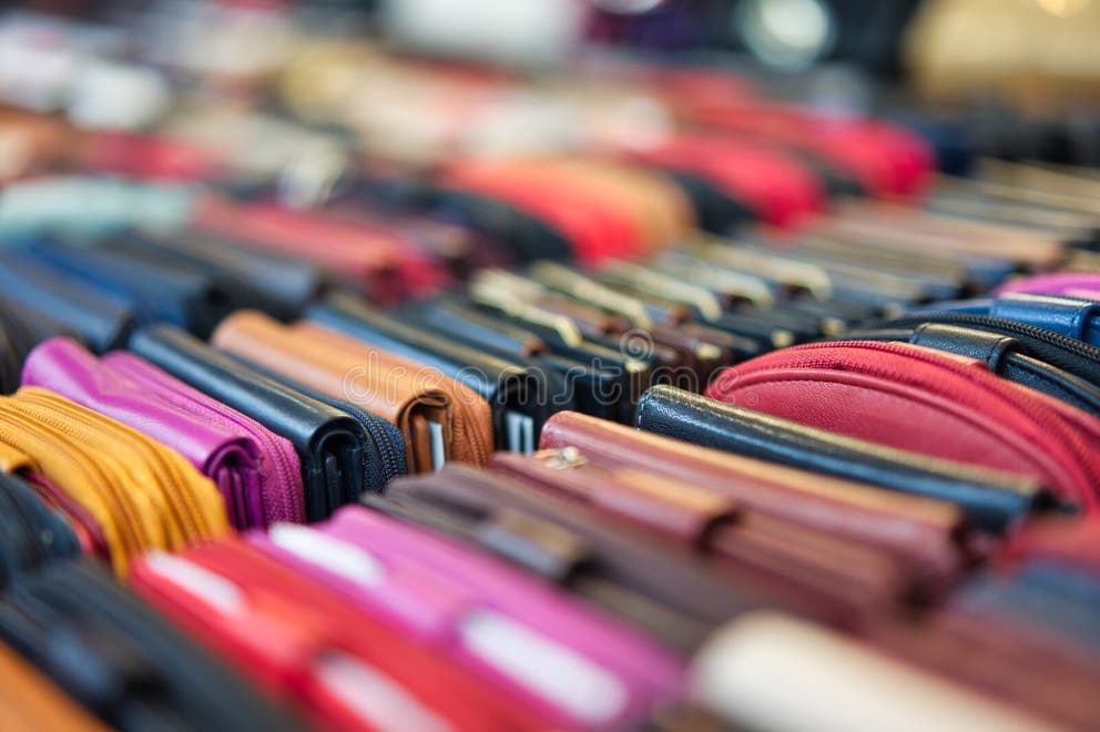 Coloured Leather Wallets and Purses. Stock Photo - Image of purses ...
