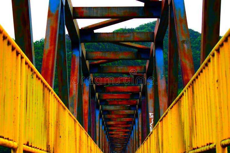 Coloured old metal bridge stock image. Image of rusted - 184251661