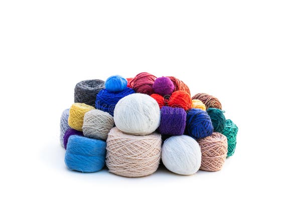 Coloured Old Thread Balls Isolated on White Stock Image - Image of ...