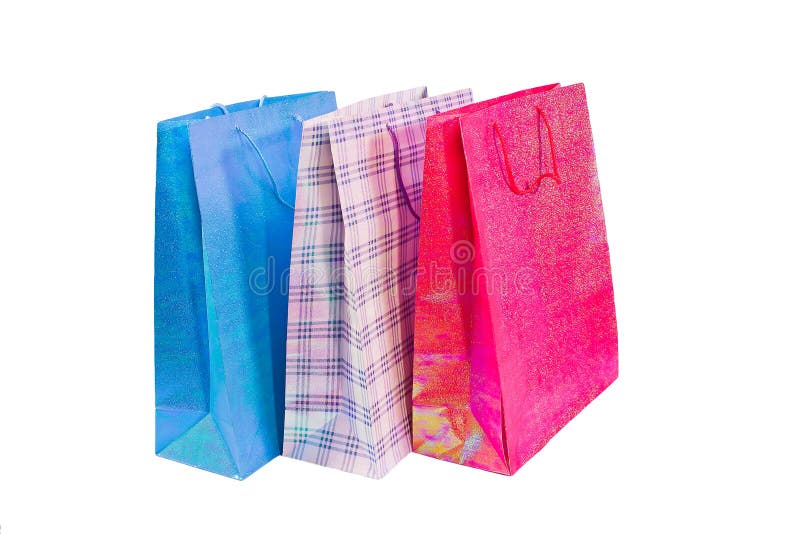 Coloured Packages for Purchases on a White Background Stock Photo ...