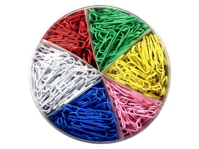 Coloured Paper Clips in a Container Stock Photo - Image of isolated ...
