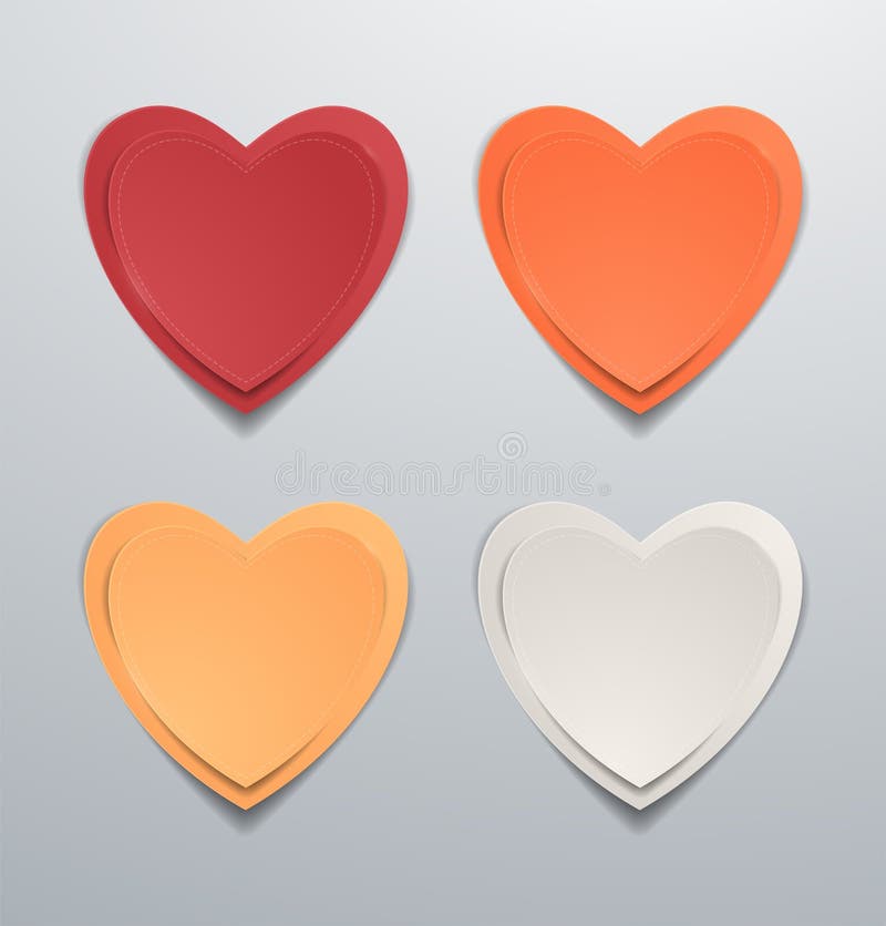 Coloured Paper Hearts Set. Collection of Hearts Stock Vector ...