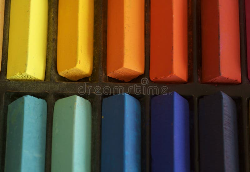 Coloured Pastels up close stock image. Image of artist - 6374411