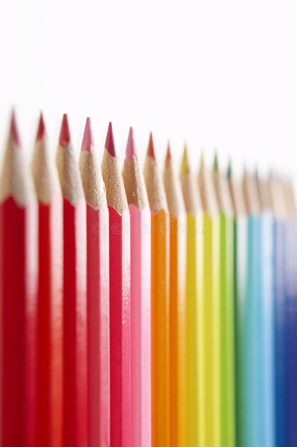 Coloured Pencils in a Line on White Background Stock Image - Image of ...