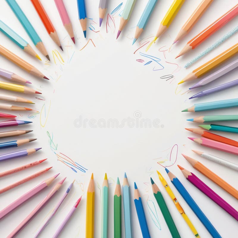 Coloured Pencils. Many Colours of Wooden Pencils Stock Illustration ...