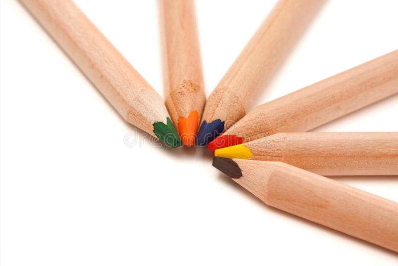 Coloured Pencils in Semi-circle Stock Photo - Image of brown, abstract ...