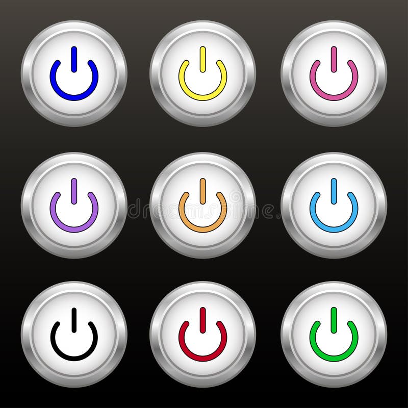 Coloured power buttons stock vector. Illustration of orange - 33091457