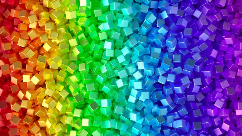 Coloured Rainbow Pattern Made of Glossy Shining Cubes Background Stock ...
