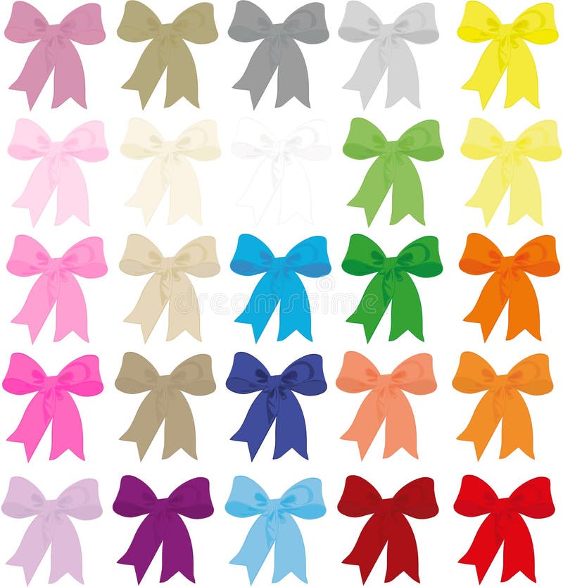 25 coloured ribbon bows stock illustration. Illustration of bright ...