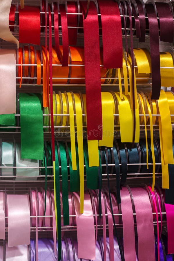 Coloured satin ribbons stock image. Image of knitting - 88834693