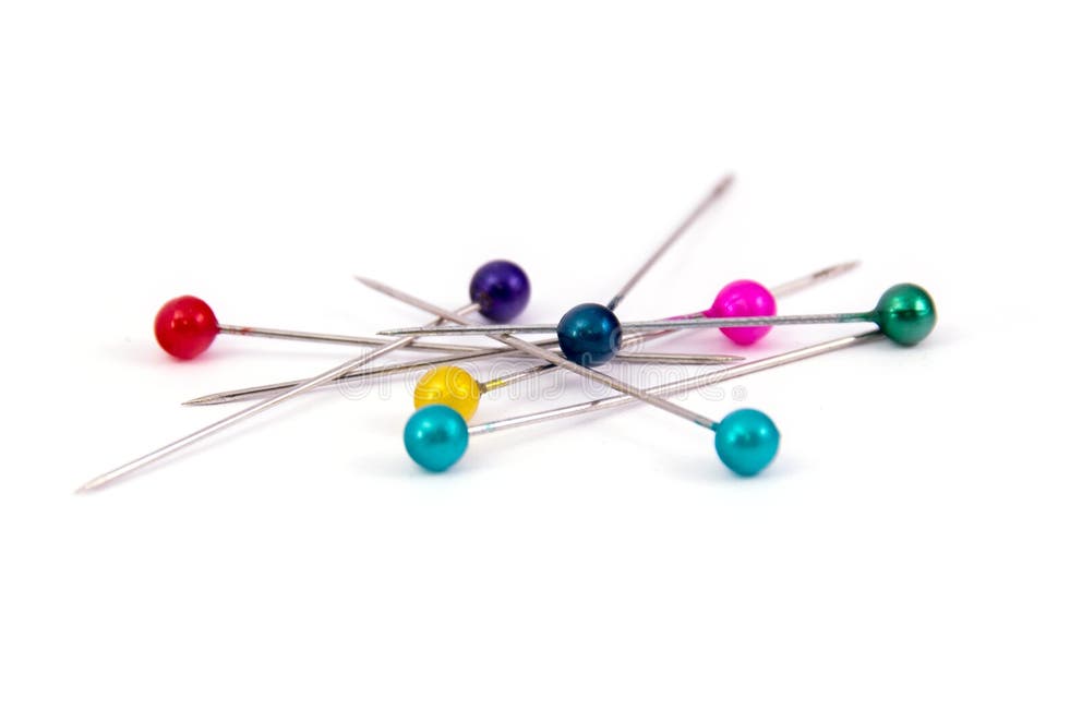 Coloured Sewing Pins on a White Background Isolated Stock Image - Image ...