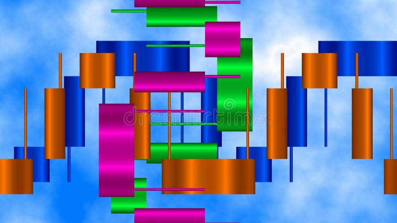 Coloured shapes on clouds stock illustration. Illustration of detailed ...