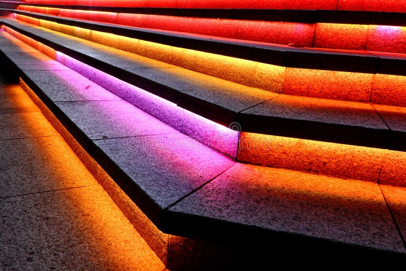 Coloured Stairs in Singapore Stock Image - Image of colorful, light ...