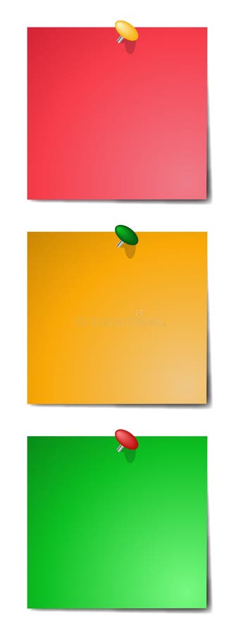 3 Coloured Sticky Notes stock illustration. Illustration of stuck ...