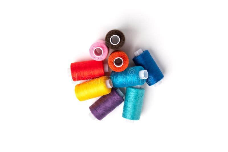 Coloured Threads Isolated on White. Stock Photo - Image of roll ...