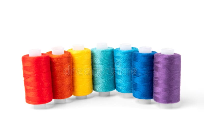 Coloured Threads Isolated on White. Stock Image - Image of roll, reel ...
