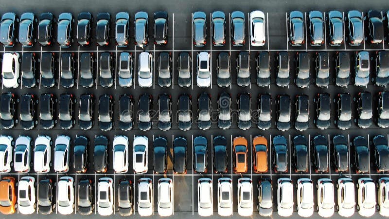 Coloured Vehicle Rows on Storage Area with White Marking Stock Image ...