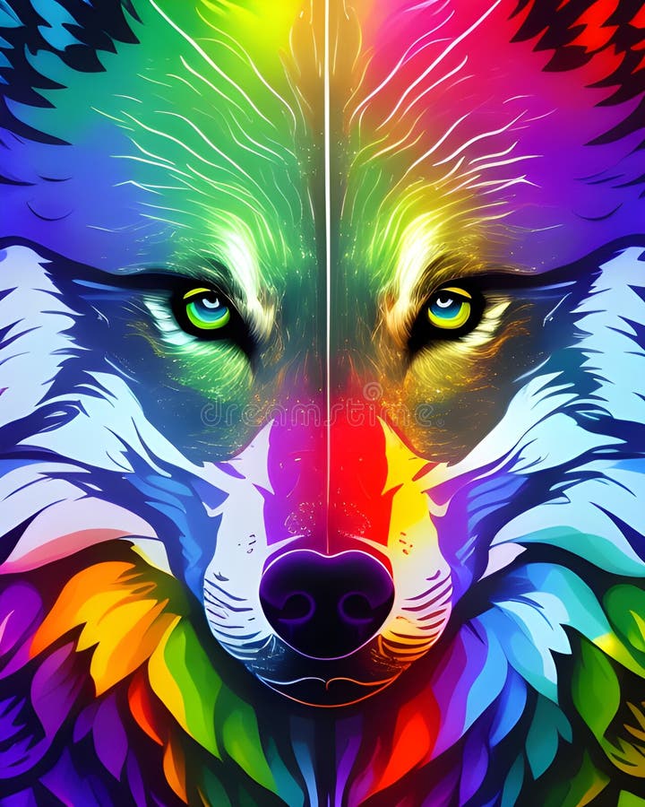 Coloured in Wolf stock image. Image of yellow, detailed - 293206539