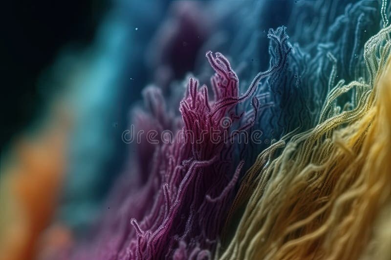 Coloured Wool Fabric Under the Microscope. Macro Photography ...