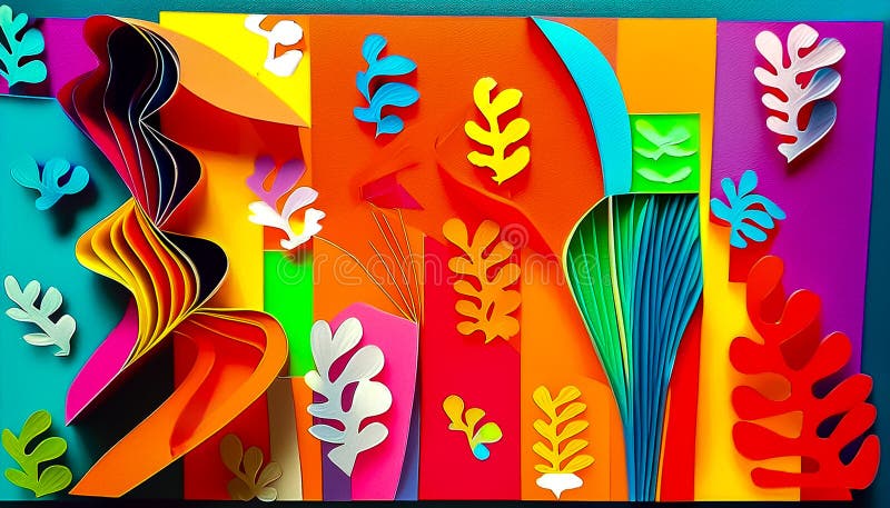 An Colourful Abstract Art Piece of Cut Out Shapes Stock Illustration ...