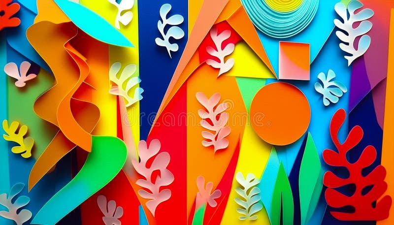 An Colourful Abstract Art Piece of Cut Out Shapes Stock Illustration ...