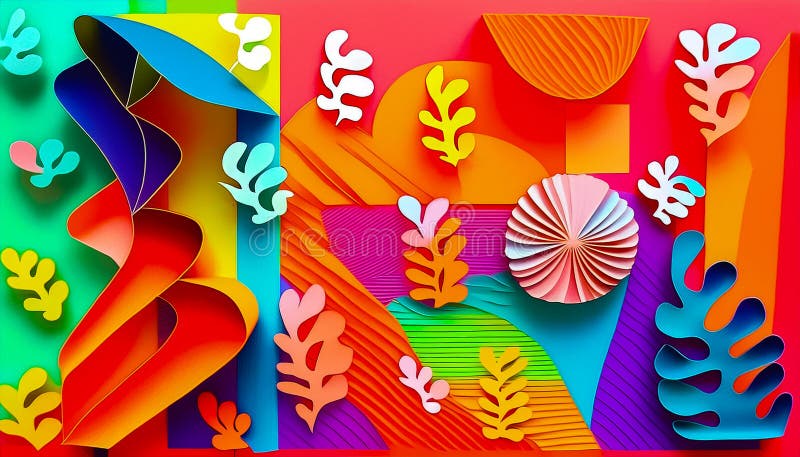 An Colourful Abstract Art Piece of Cut Out Shapes Stock Illustration ...