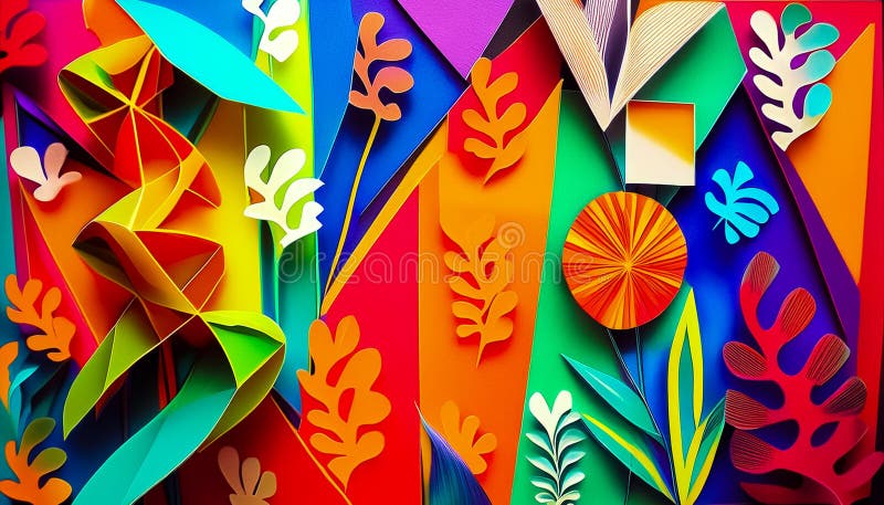 An Colourful Abstract Art Piece of Cut Out Shapes Stock Illustration ...