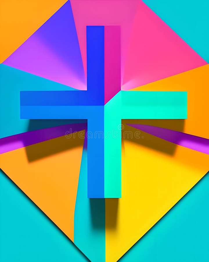 Colourful Abstract Cross Design Stock Illustration - Illustration of ...