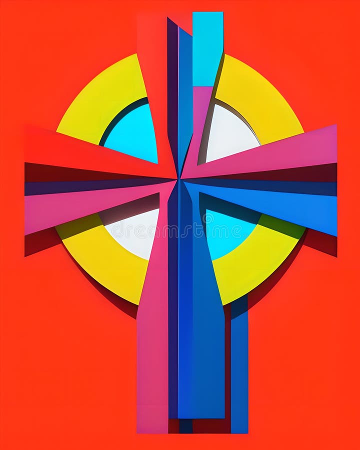 Colourful Abstract Cross Design Stock Illustration - Illustration of ...