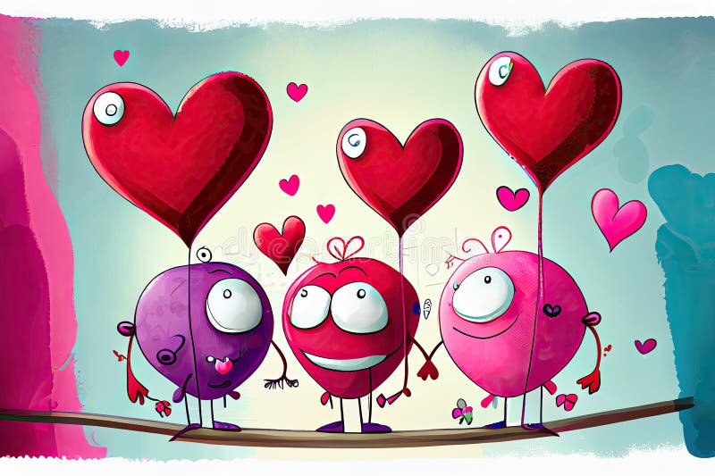 Colourful Abstract Valentines Day Whimsical Character.Design Generative ...